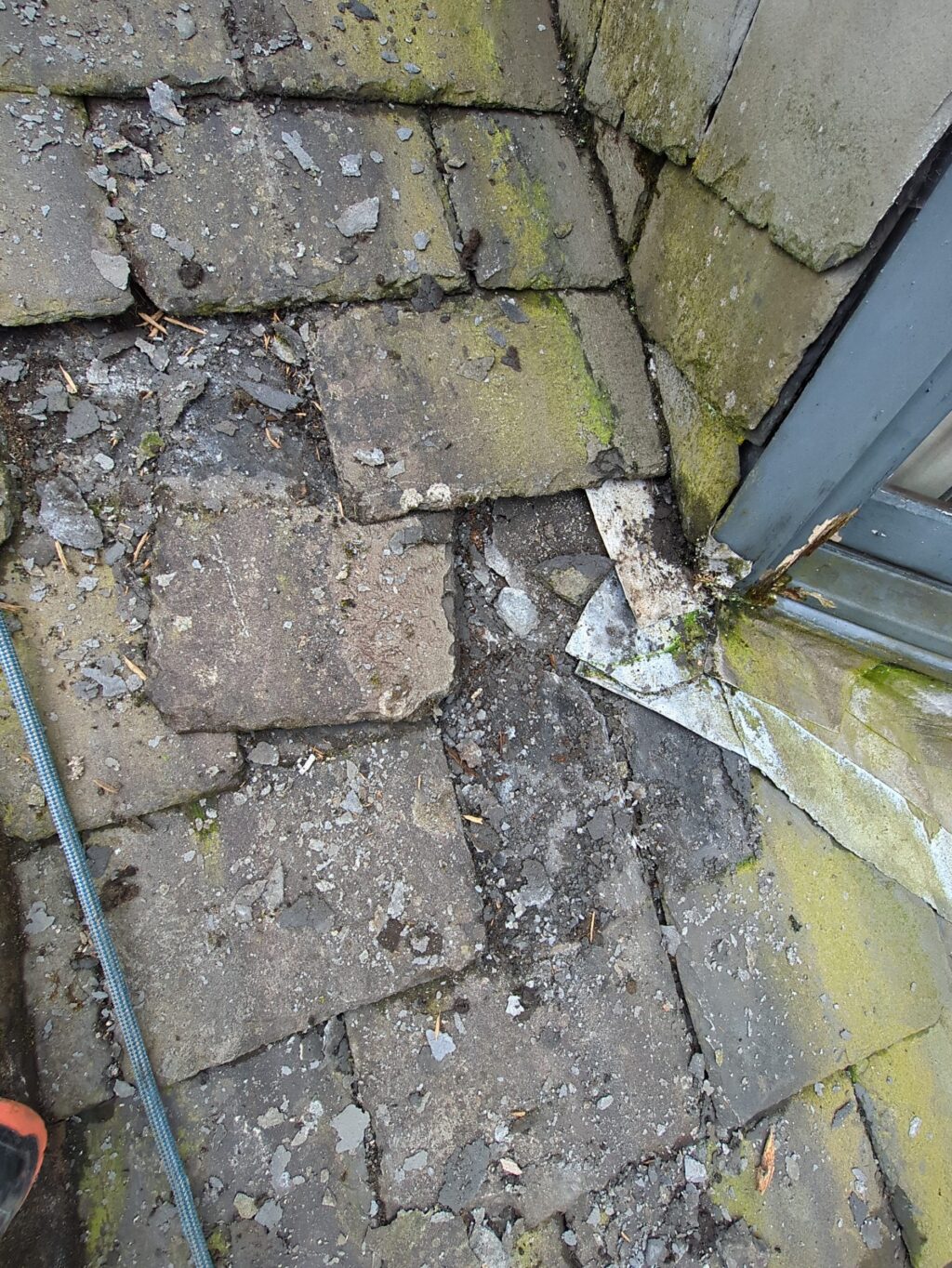 Smashed up area of roof fixed – BCM Steeplejacks – Scotland