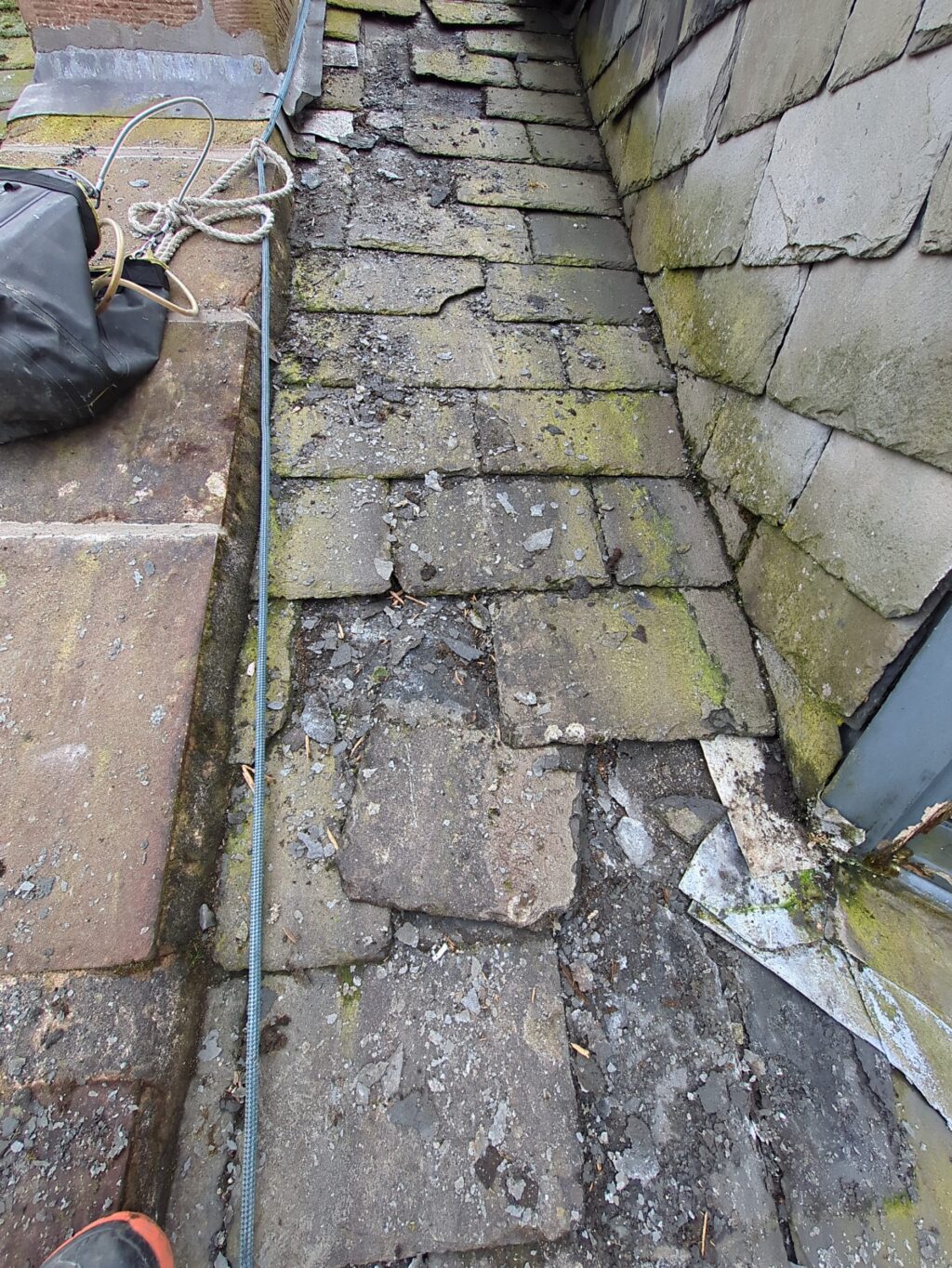 Smashed up area of roof fixed – BCM Steeplejacks – Scotland