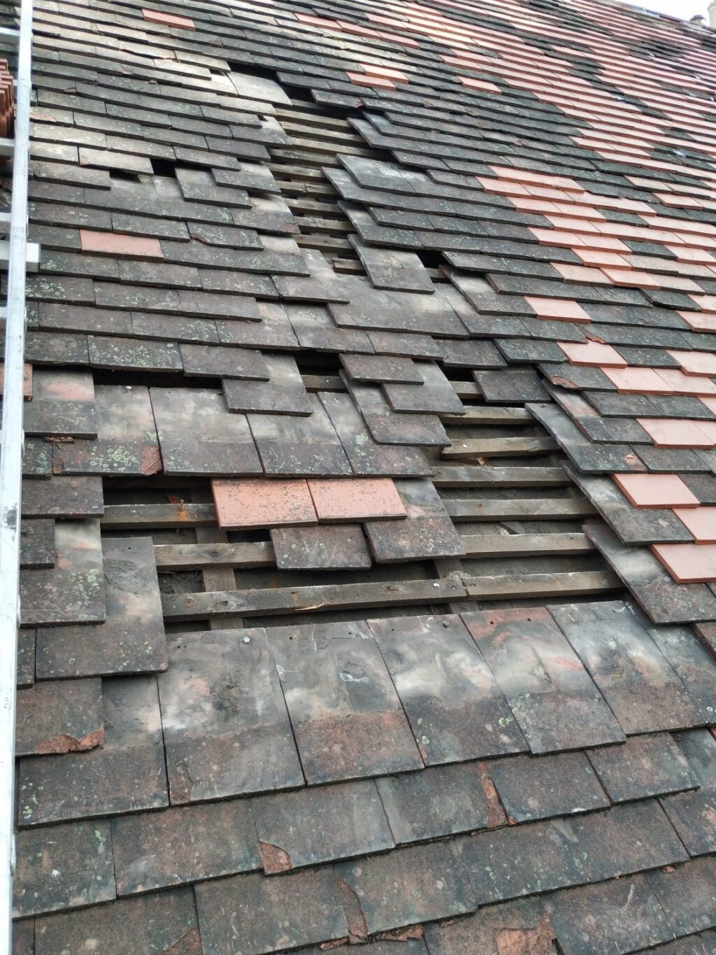 Church roof rosemary tile patching – BCM Steeplejacks – Scotland